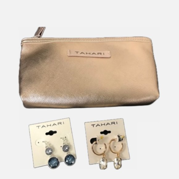 Tahari | Jewelry | Tahari Set Makeup Bag And 2 Pairs Of Earrings Nwt ...